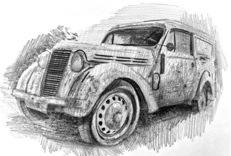 Pencil drawing of a historic car Drawing by Michał Stetkiewicz ...