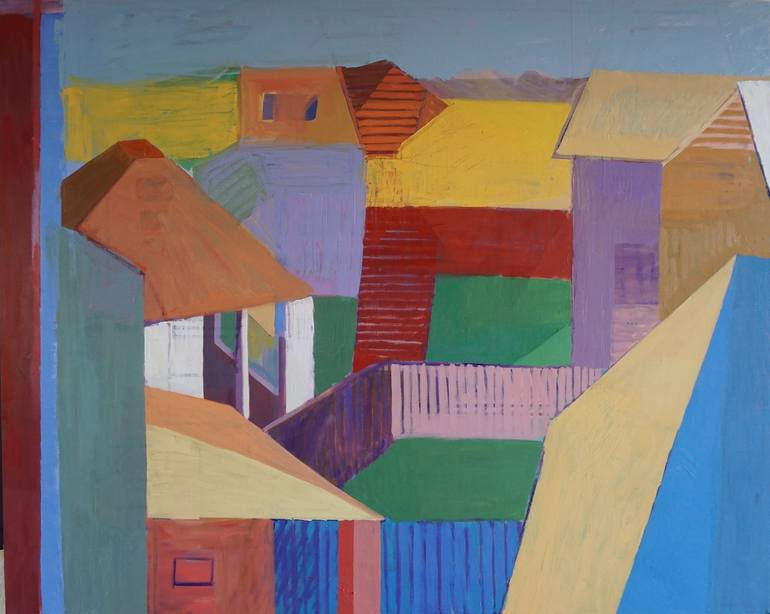 Houses and Fences Painting by Patty Rodgers | Saatchi Art
