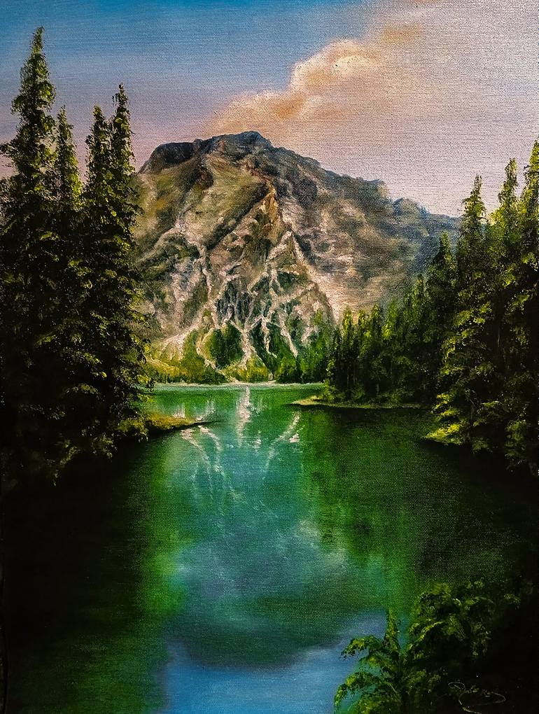 Lake Braies Painting by Rogerio Silva | Saatchi Art