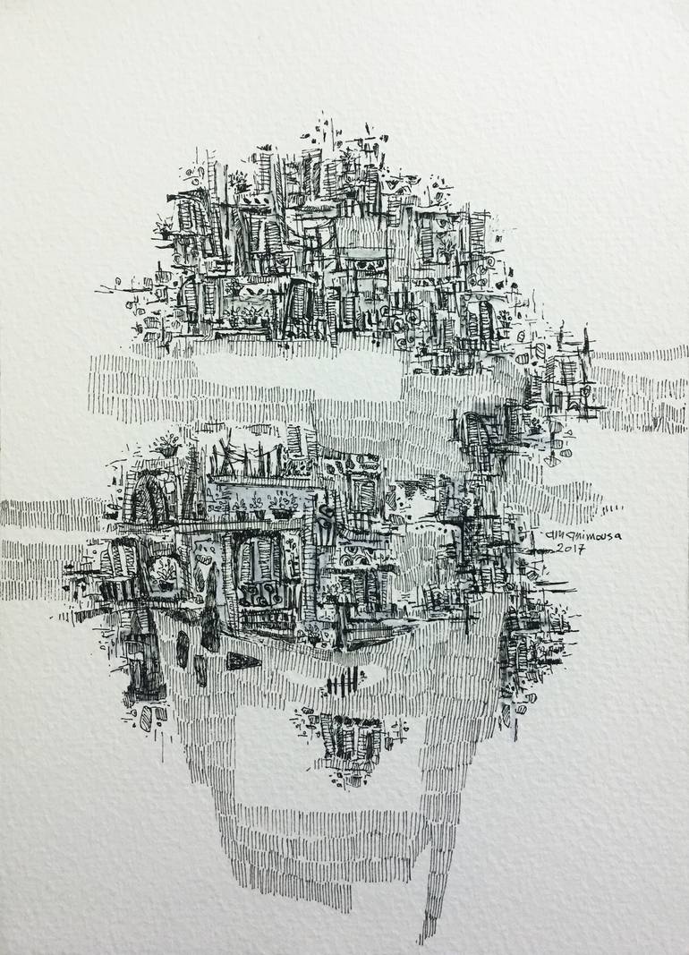 fragmented city Drawing by Amani Moussa | Saatchi Art