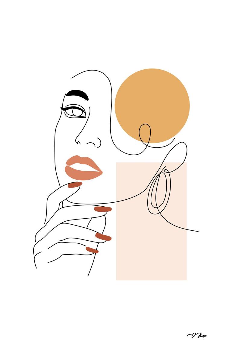 Woman Line Drawing. Female line art. Line drawing woman Mixed Media by ...