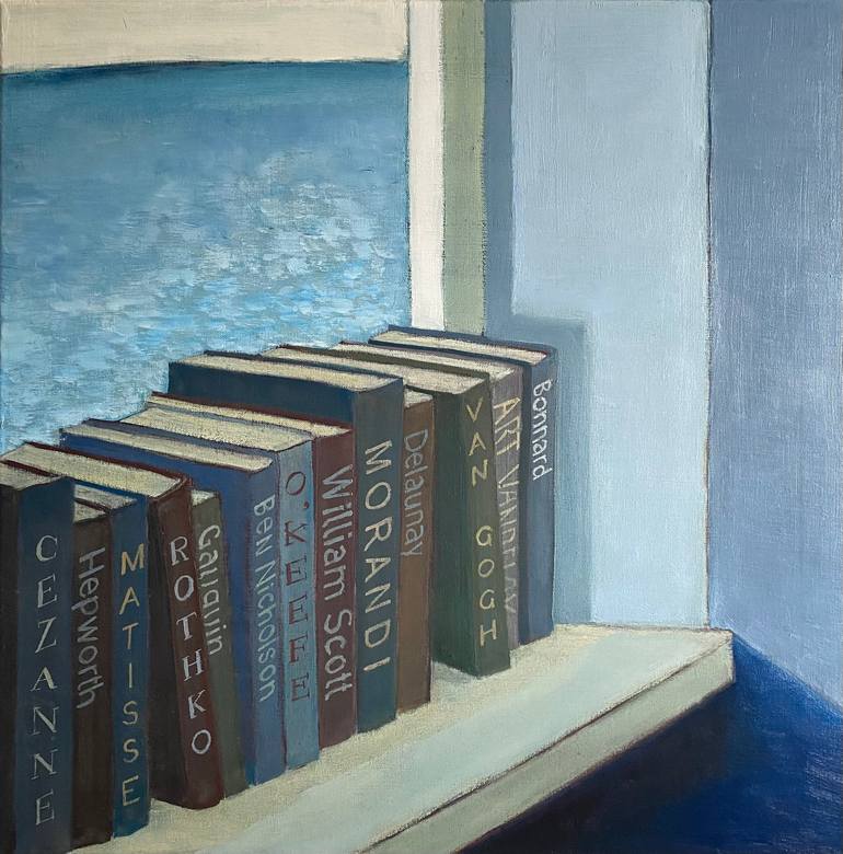 Books in Window Painting by Nigel Sharman | Saatchi Art