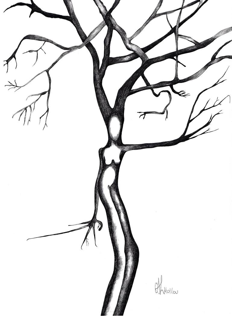 Woman Tree Drawing by Alexandra Holownia | Saatchi Art