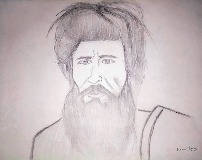 Indian Monk from Himalayas Drawing by Sumit Anand | Saatchi Art
