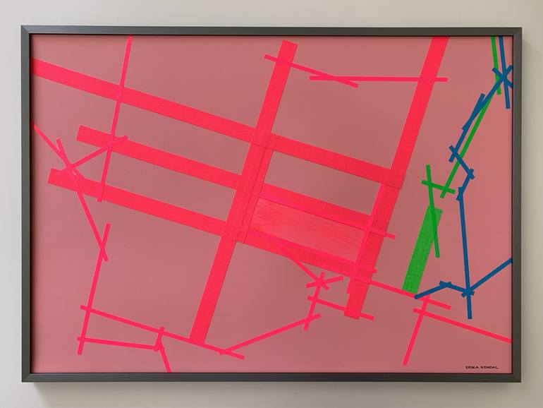 Maxvorstadt Munich - Tape Map Painting by Erika Kendal | Saatchi Art