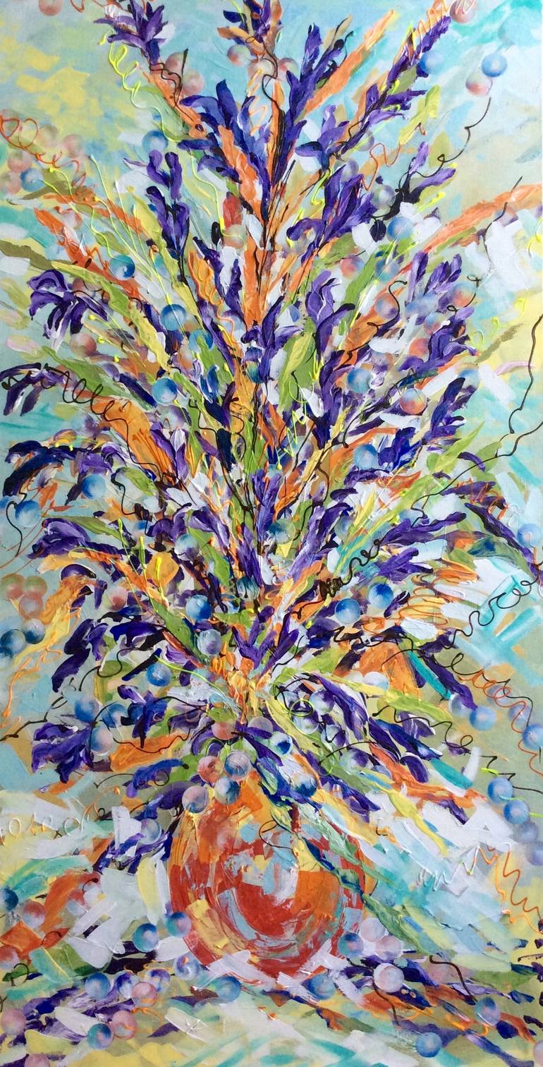 Iris Bouquet Painting by Janak Narayan | Saatchi Art