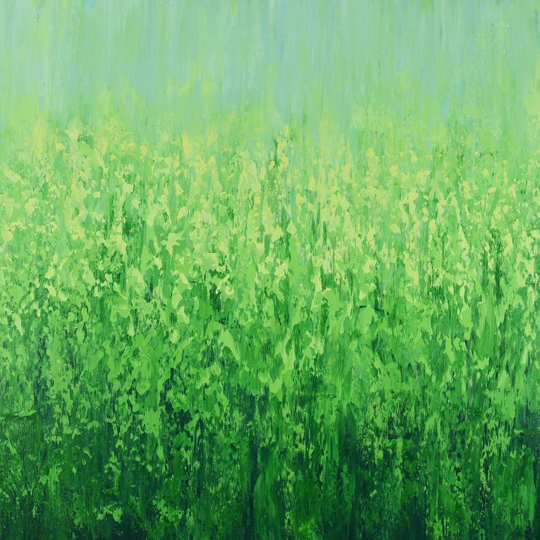 Vibrant Spring - Textured Green Abstract Painting by Suzanne Vaughan ...