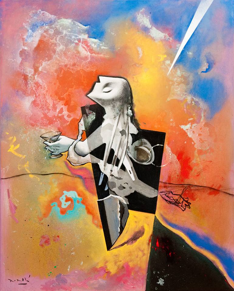 A Rooster Singing for a Dancing Nighthawk (version II) Painting by ...