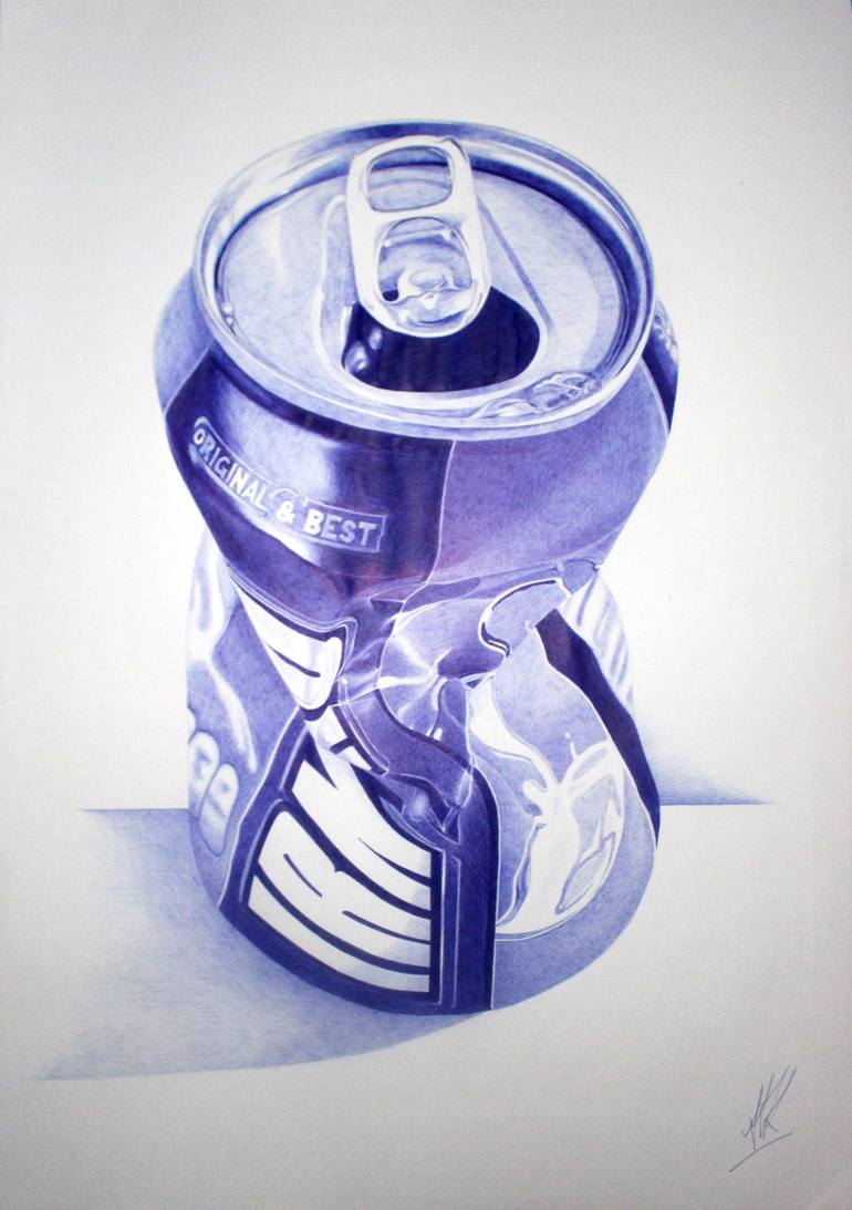 Irn Bru: Crushed Can Drawing by Andrew Kennedy | Saatchi Art