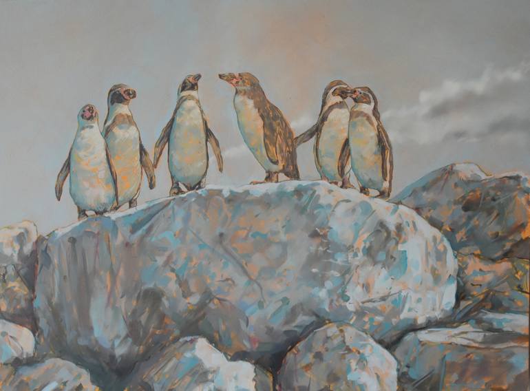 Penguinery I Painting by Duncan Wright | Saatchi Art