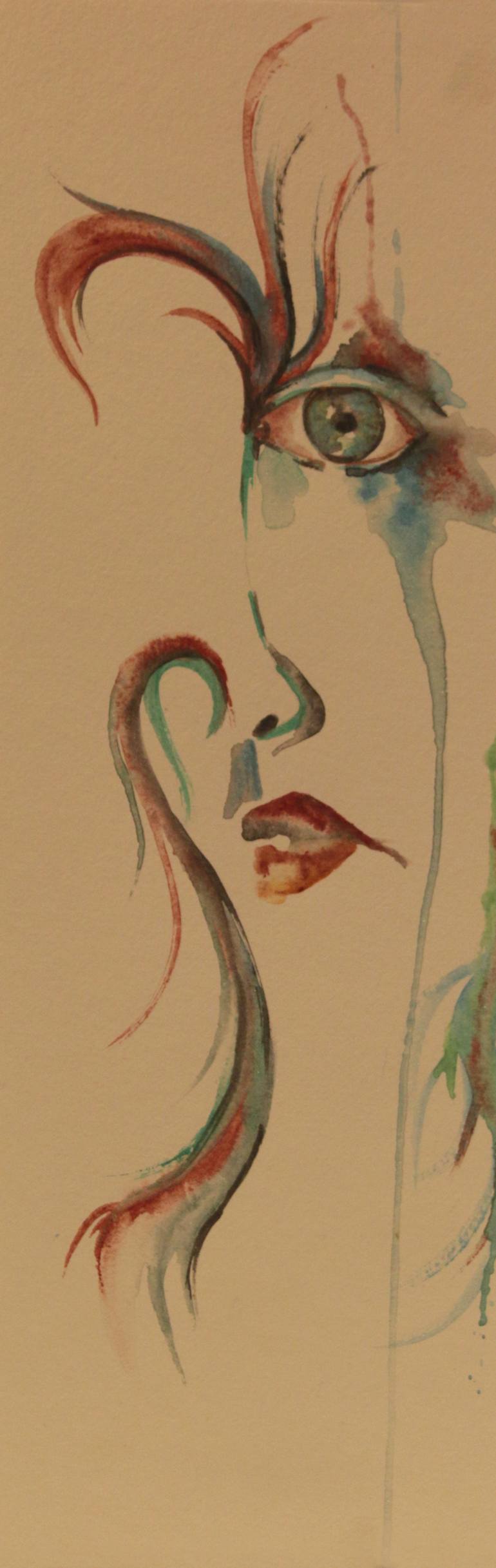 Portrait showing one side of life... Painting by Sandy Pickert ...