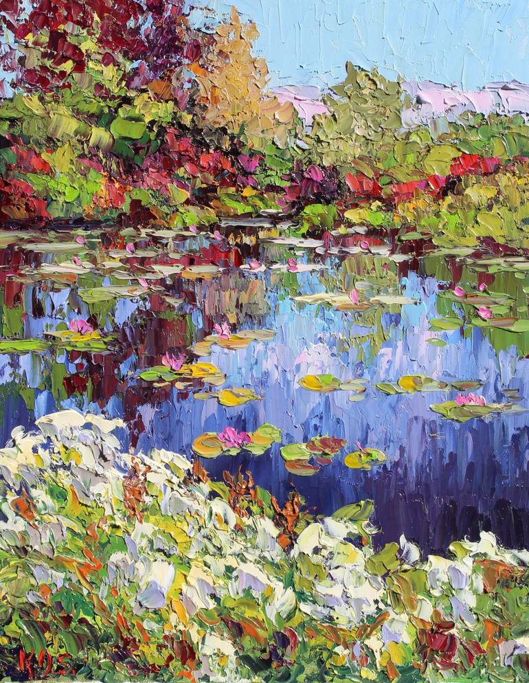 Violet Reflections At Giverny Painting by Kristen Olson Stone | Saatchi Art