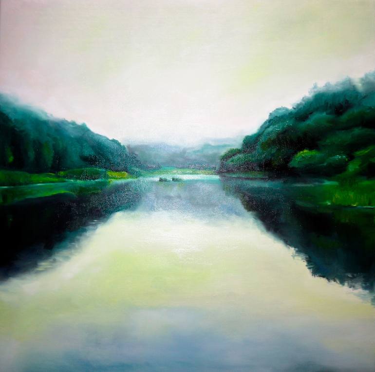 Landscape oil painting Reflection Painting by Anna Lubchik | Saatchi Art