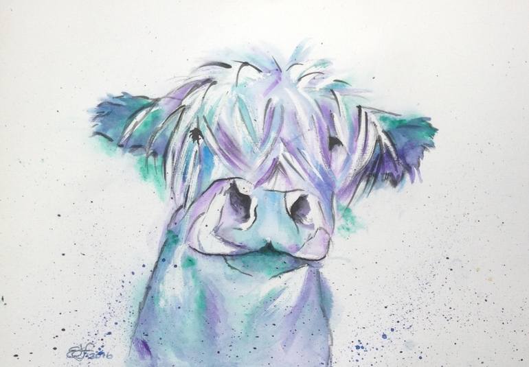 Blue Moo Painting by Eunice Friend | Saatchi Art