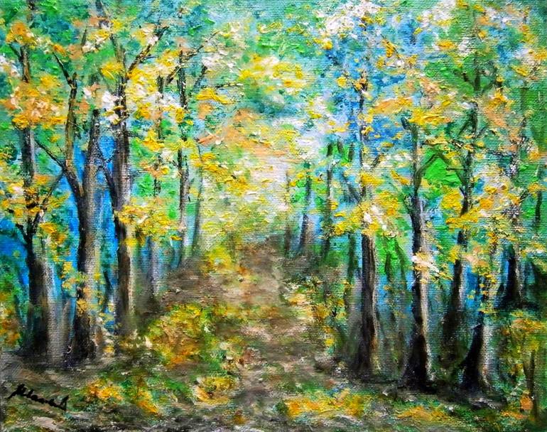 In the magic forest .. Painting by Emilia Urbaníková | Saatchi Art