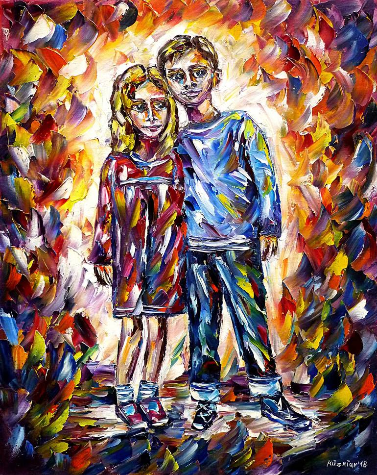 Brother and sister Painting by Mirek Kuzniar | Saatchi Art