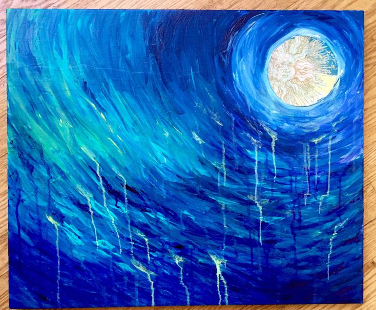 Luna, Figurative Abstract Moonlight by Jillian Mara, Blue Moon Wall Art ...