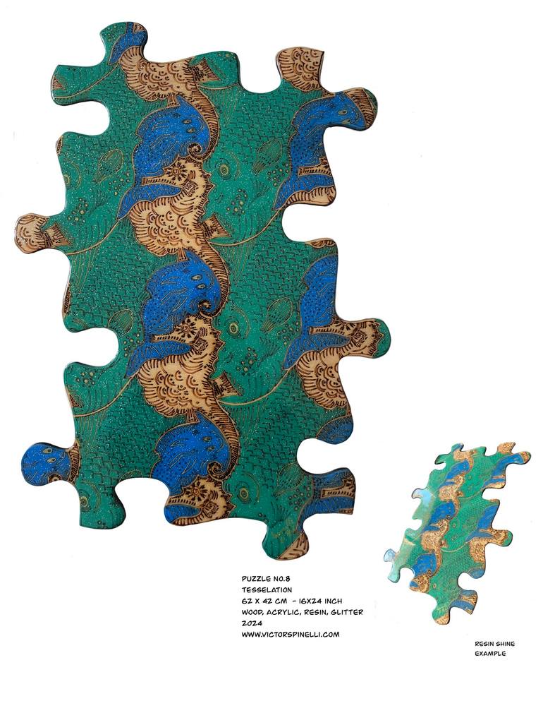 Puzzle No. 8 - Seahorses Folly Painting by Victor Spinelli | Saatchi Art