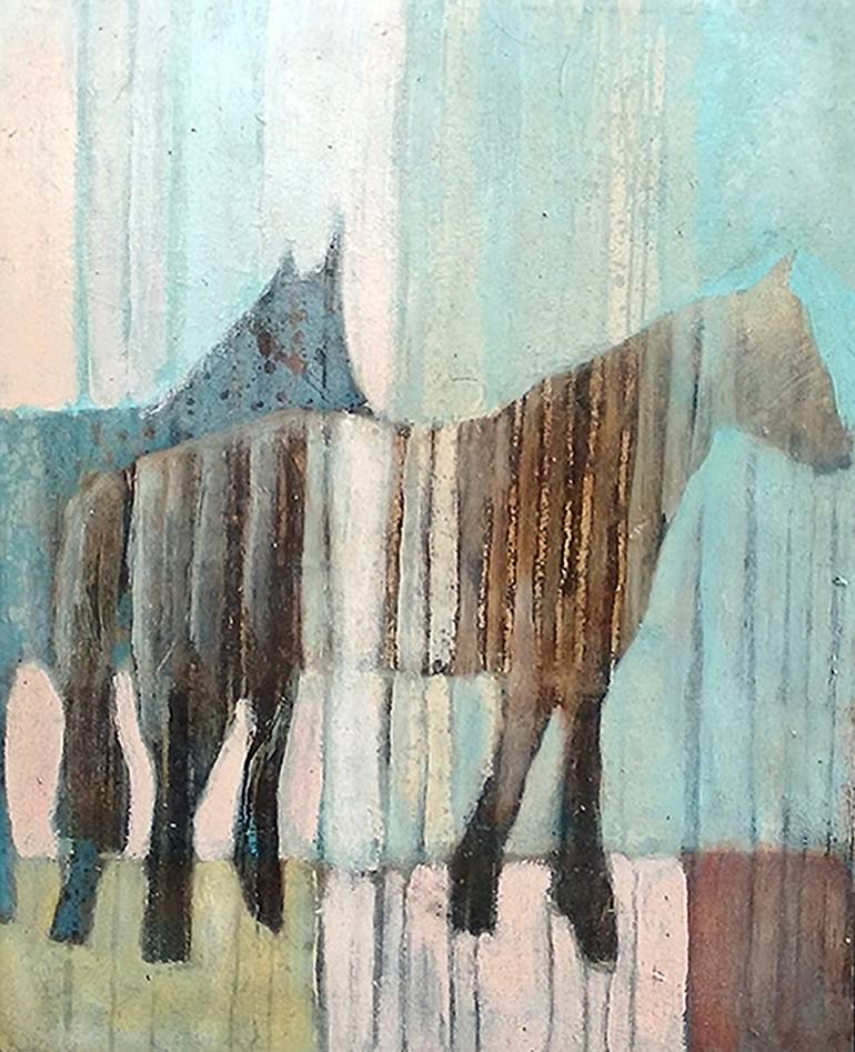 Horses in Sunlight Wash Painting by Georgianne Fastaia | Saatchi Art
