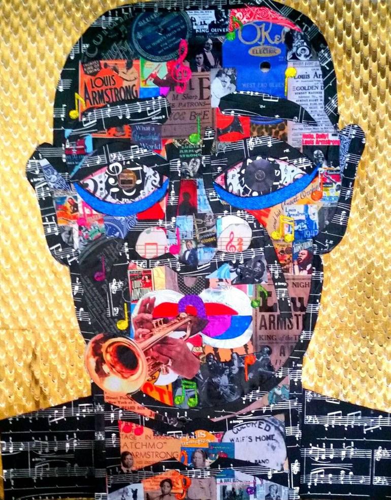 POPS/Portrait Of Louis Armstrong Collage by Derek Jay Dent | Saatchi Art