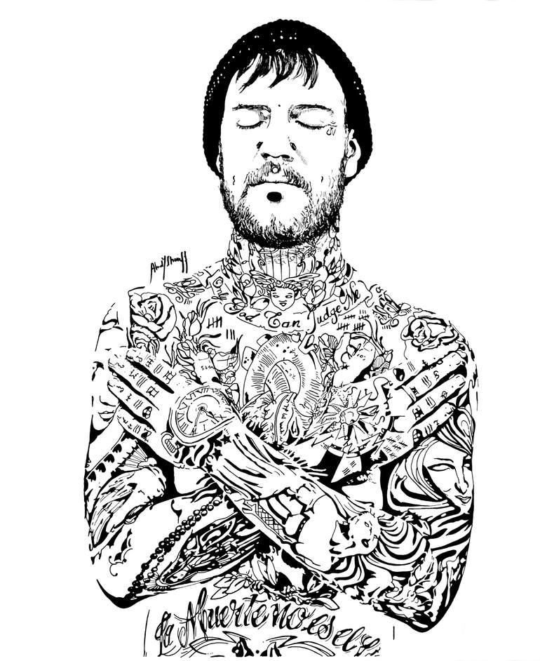Tattoo Man Drawing by Ahmad Shariff | Saatchi Art