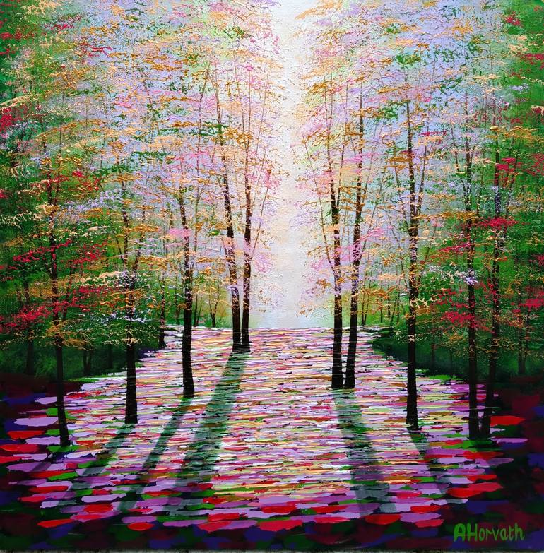 Forest in Amber Painting by Amanda Horvath | Saatchi Art