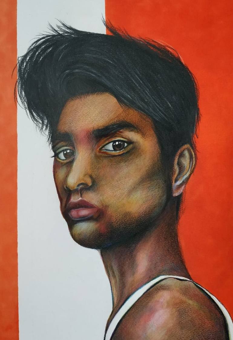 Indian Man Drawing by Joanna Soghmonian | Saatchi Art