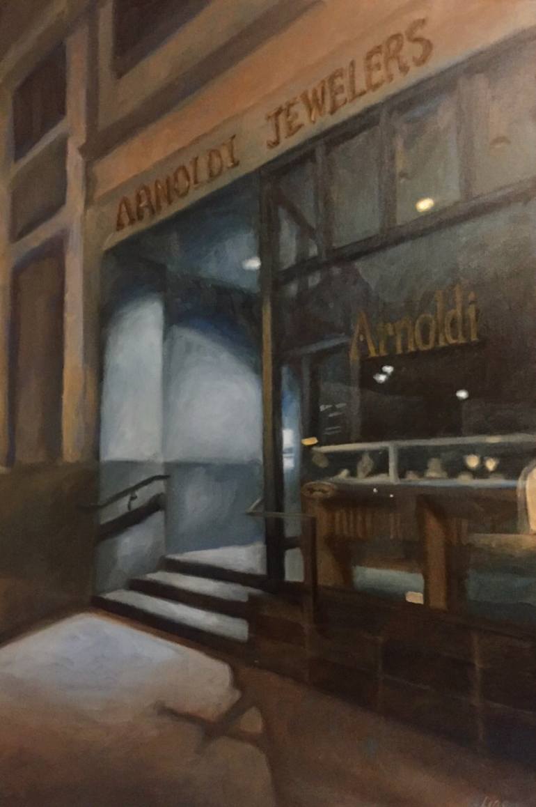 Nighttime Storefront Painting by Kevin Liao | Saatchi Art