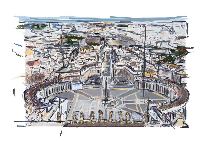 IPad drawings: Rome series- Vatican City Drawing by Richard Liley ...