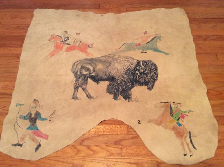 Bison Hunt Painting by Matthew Bearden | Saatchi Art