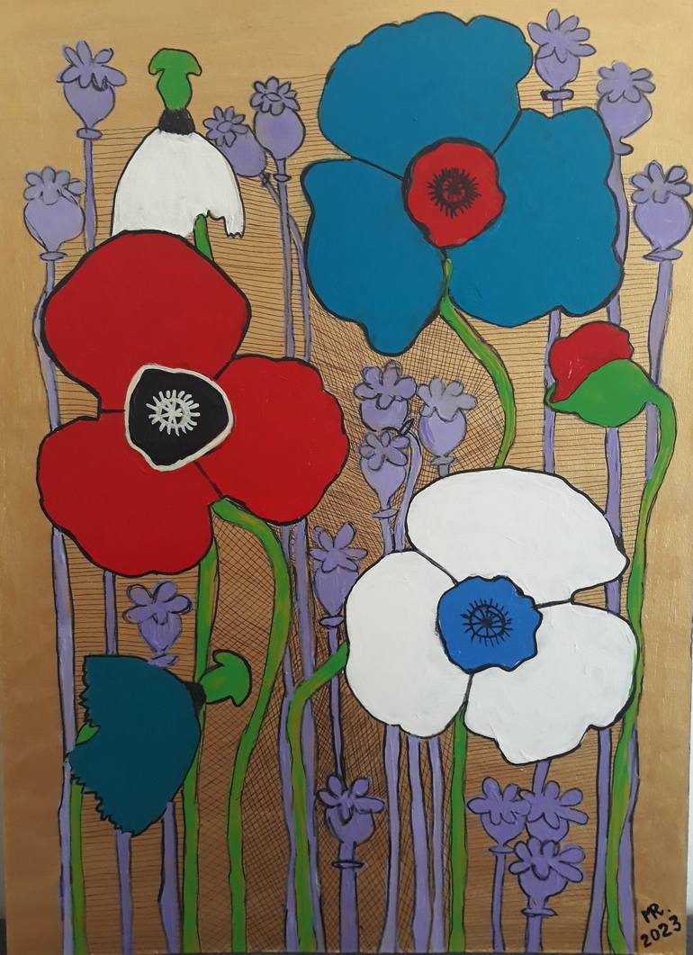Poppy mood. Painting by MARIE RUDA | Saatchi Art