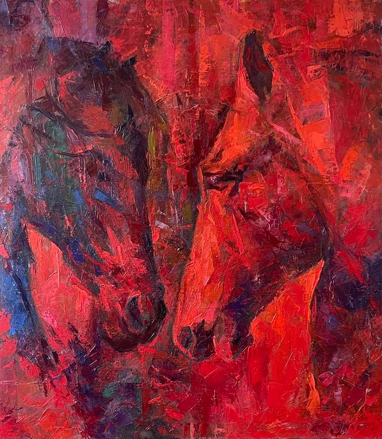 Horses’ red. Painting by Saimir Mullalli | Saatchi Art
