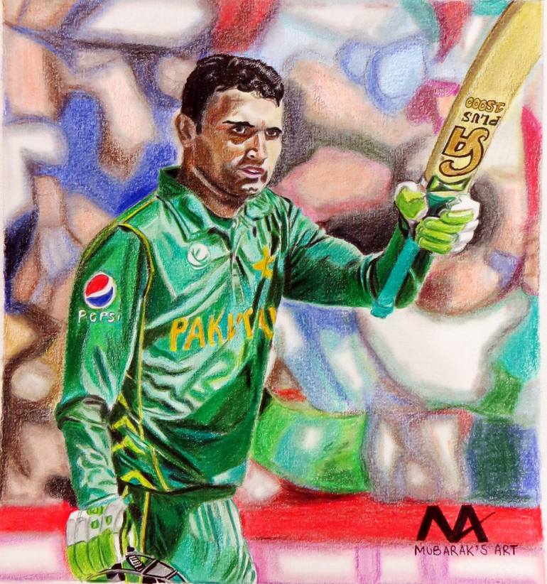Fakhar Zaman Pakistani Cricketer Drawing by Dr Mubarak Muhammad Ali ...