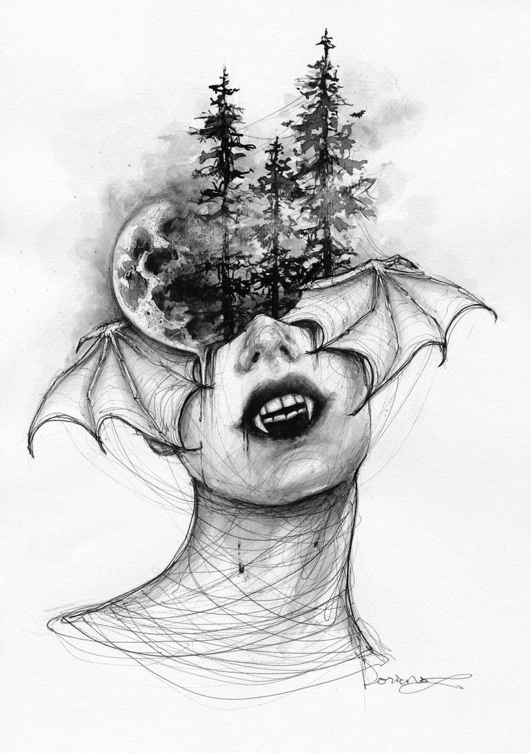 Bat Drawing by Doriana Popa | Saatchi Art