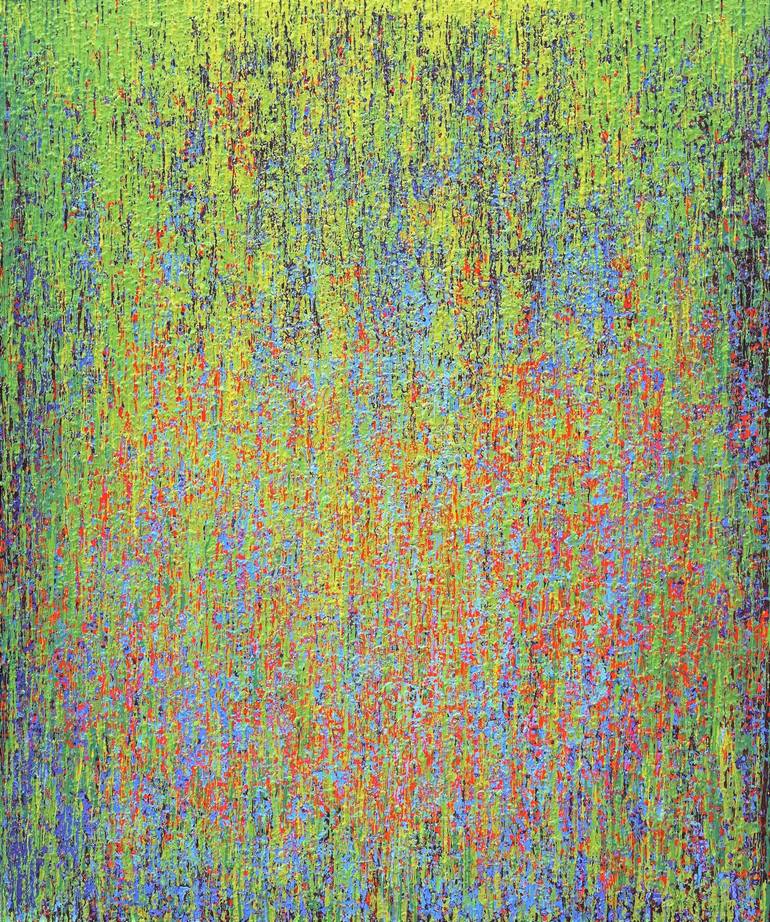 Green Veils over Blue & Red Painting by Heidi Thompson | Saatchi Art